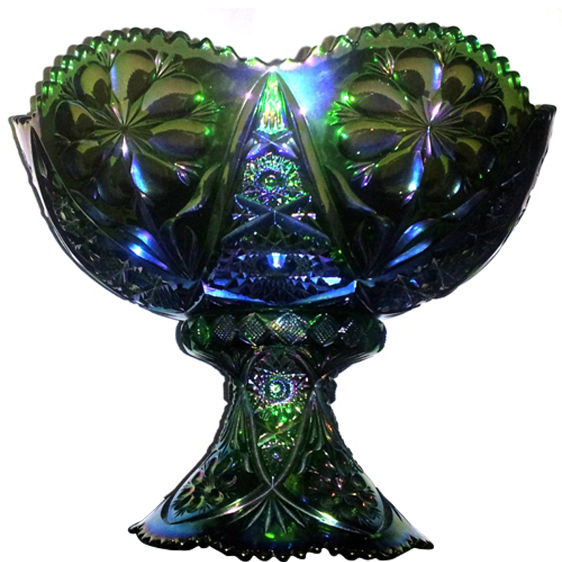 Imperial Four Seventy Four Emerald Green Punch Bowl Set: Carnival Glass ...