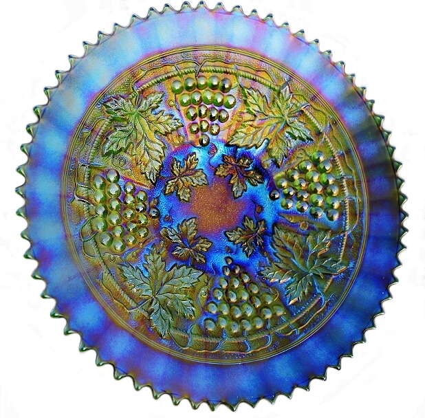 Northwood Grape & Cable Green Stippled Plate With Ribbed Back: Carnival ...