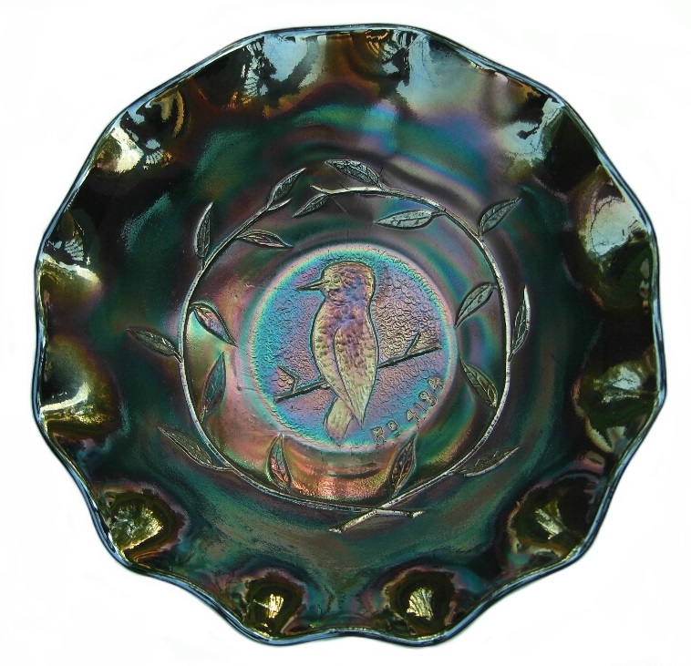 Australian Crown Crystal Kingfisher Dark Sauce Bowl: Carnival Glass ...