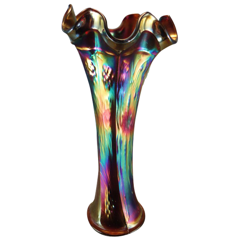 Fenton Butterfly & Berry Red Vase: Carnival Glass Showcase