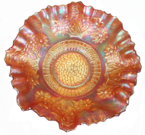 Fenton Orange Tree 3-in-1 Edge Marigold Bowl: Carnival Glass Showcase