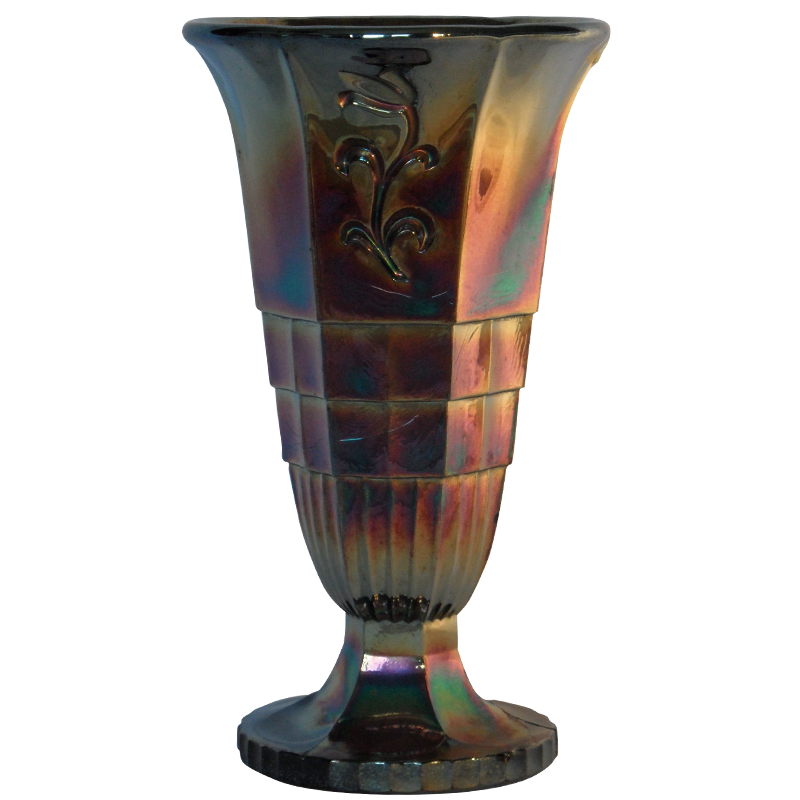 Maker Unknown Vera Black Amethyst Vase: Carnival Glass Showcase