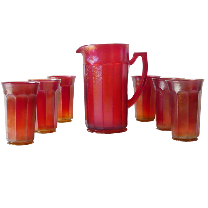 Imperial #600 Chesterfield Ruby Red Tankard Water Set: Carnival Glass ...