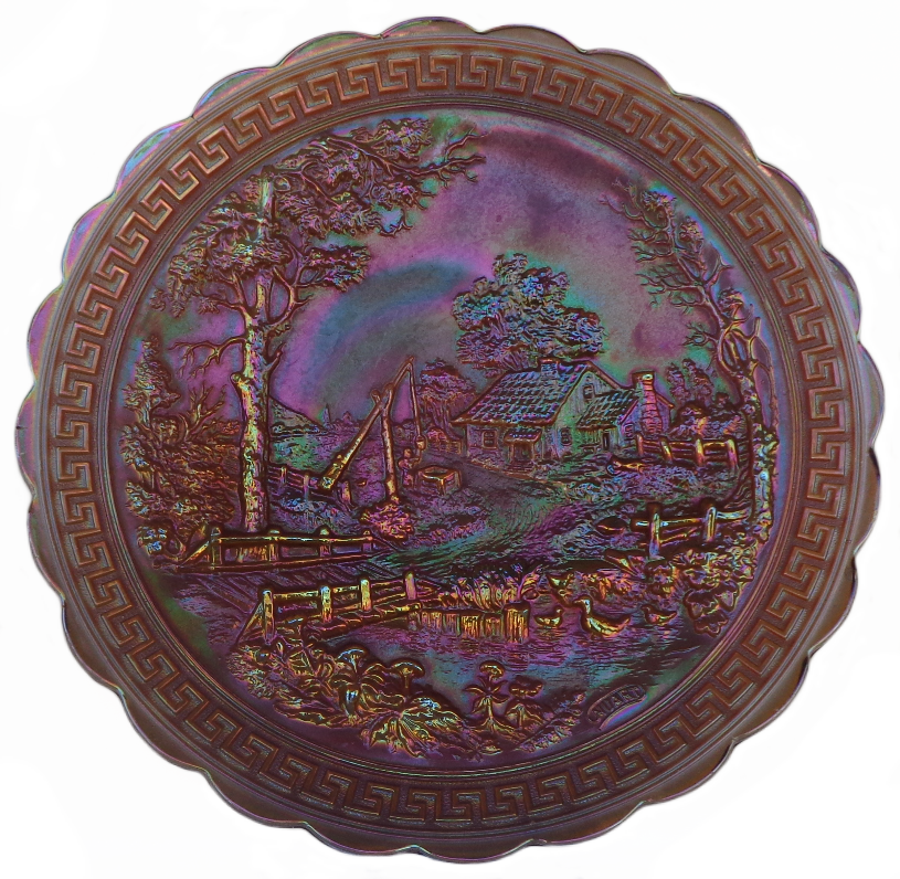 Imperial Nuart Homestead Smoke Chop Plate: Carnival Glass Showcase