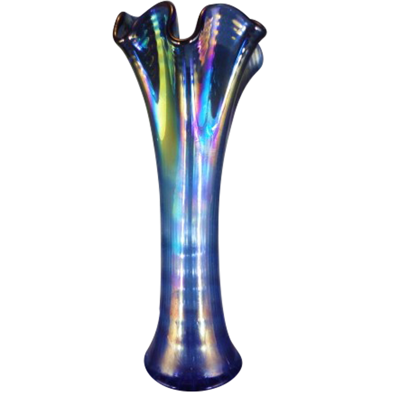 Imperial Ripple "Blue Jean" Blue Vase: Carnival Glass Showcase