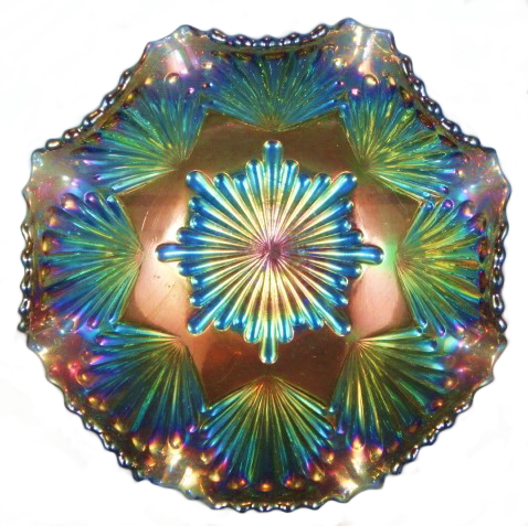 Imperial Shell & Sand Blue Bowl: Carnival Glass Showcase