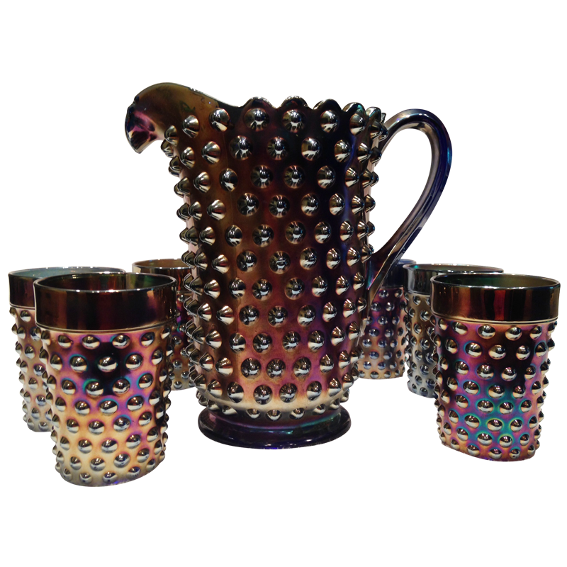 Millersburg Hobnail Blue Water Set: Carnival Glass Showcase