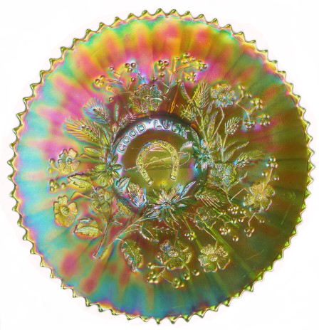 Northwood Good Luck Green Plate: Carnival Glass Showcase