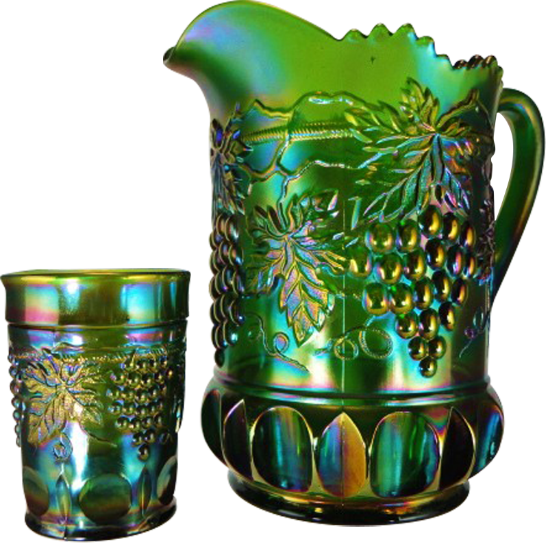 Northwood Grape & Cable Emerald Green Water Pitcher & Tumbler: Carnival ...