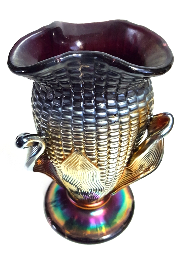 Northwood Pulled Husk Corn Vase Purple Tri-Corner Ruffled Top Whimsey ...