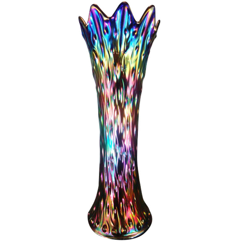 Northwood Tree Trunk Blue Mid-Size Vase: Carnival Glass Showcase