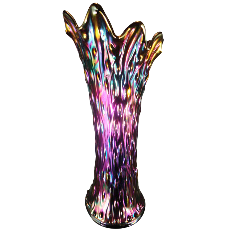 Northwood Tree Trunk Purple Mid-Size Vase: Carnival Glass Showcase